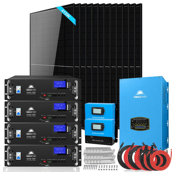 Off-Grid Solar Kit 12000W 48VDC 120V/240V LifePo4 20.48KWH Lithium Bat ...