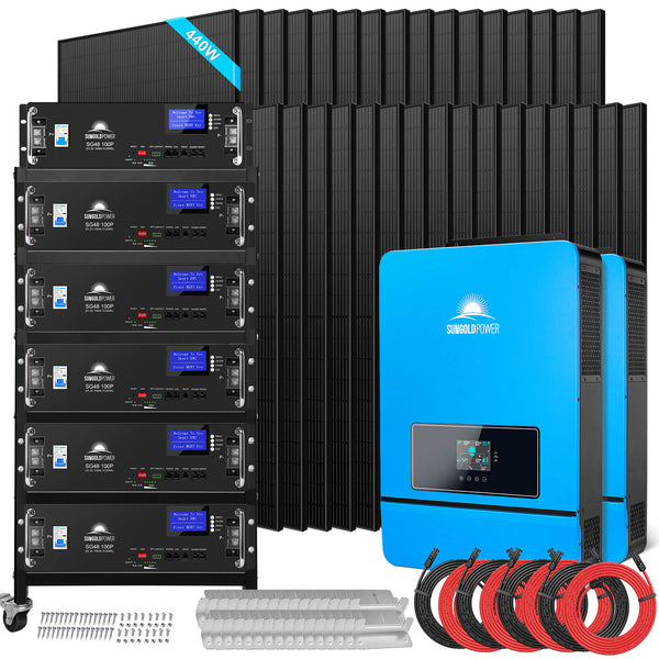 OFF GRID SOLAR KIT 20KW 48VDC 120V/240V LIFEPO4 30.72KWH LITHIUM BATTE ...