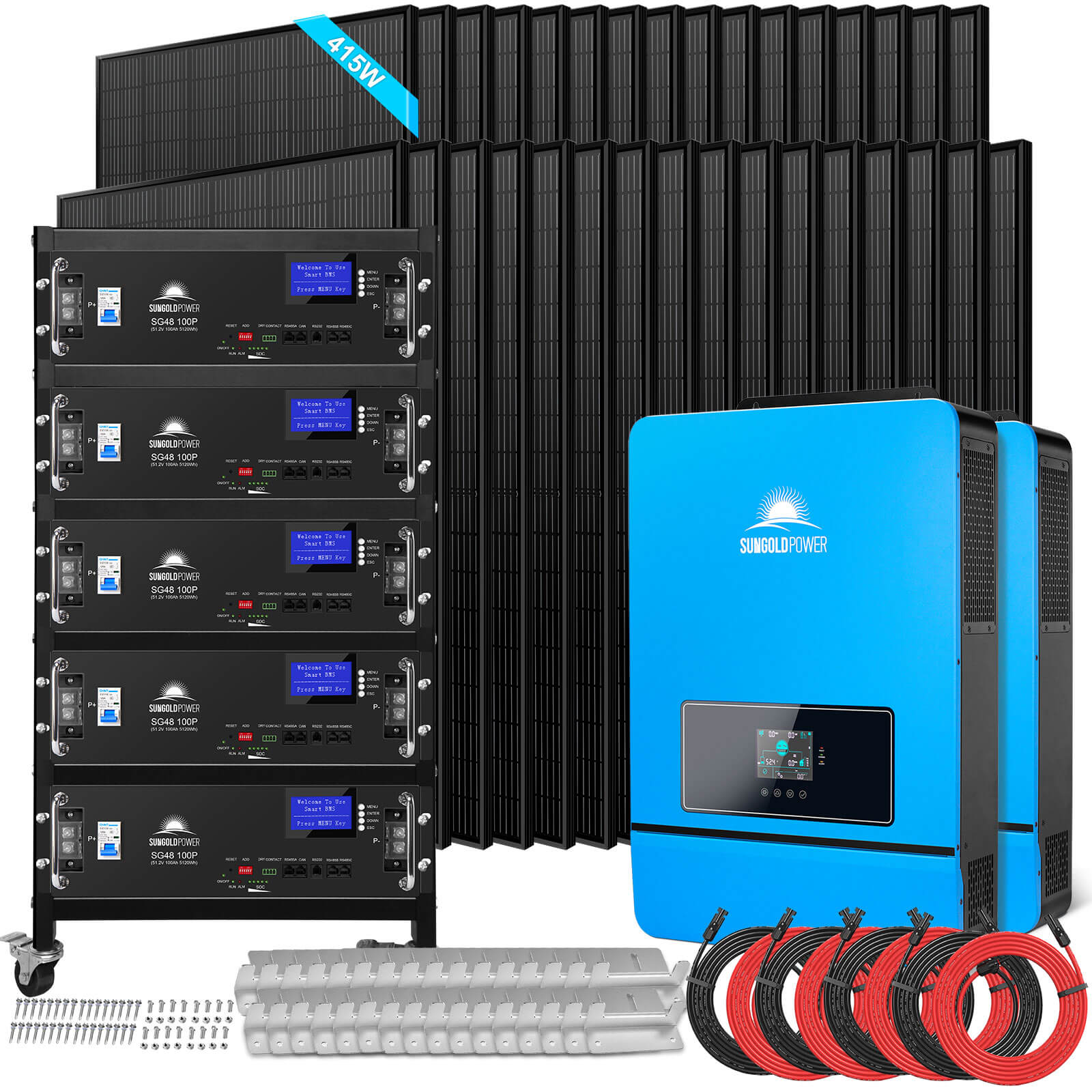 OFF GRID SOLAR KIT 16KW 48VDC 120V/240V LIFEPO4 25.6KWH LITHIUM BATTER ...