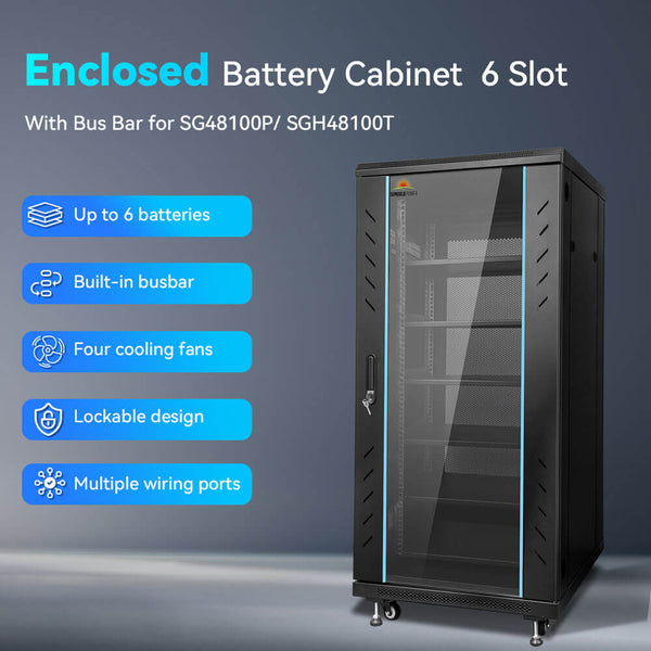 Enclosed Battery Cabinet 6 Slot with Bus Bar - SunGoldPower