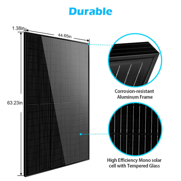 370W Mono Black PERC Solar Panel UL 61730 - SunGoldPower