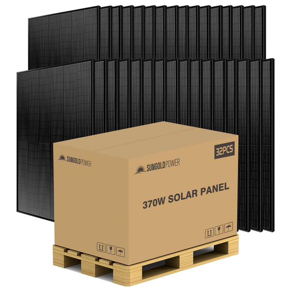 370W Mono Black PERC Solar Panel Full Pallet - SunGoldPower